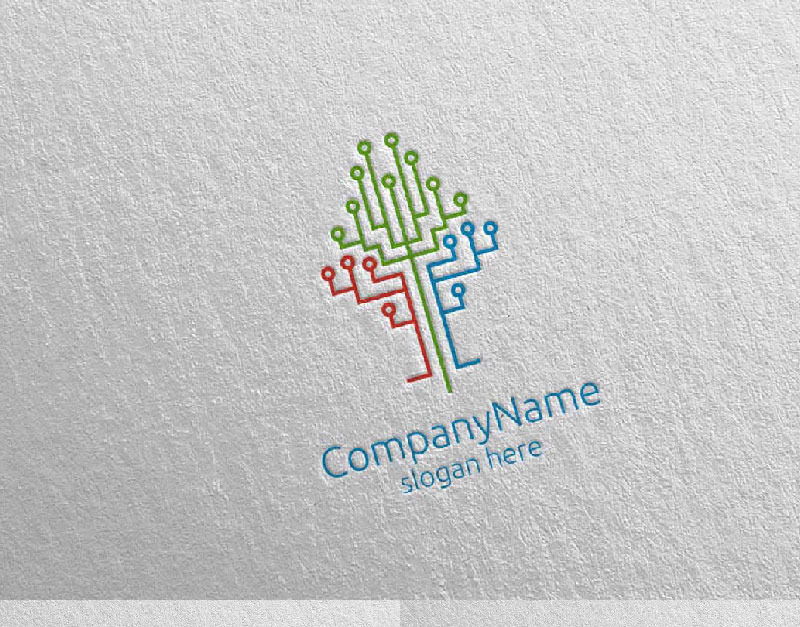 Technology with Tree electronic Logo Template