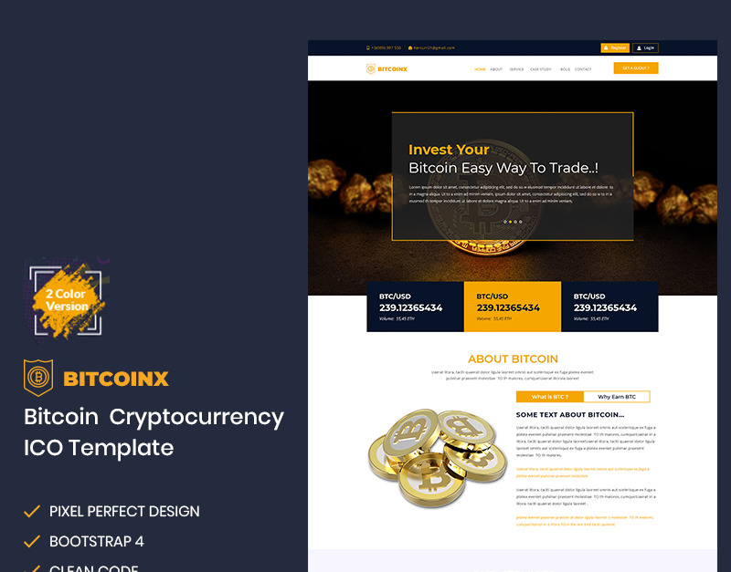 Modello di pagina di destinazione Bitconx-Bitcoin e criptovaluta