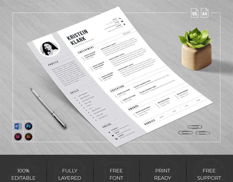 Minimal Cv Resume Template #98807 - TemplateMonster