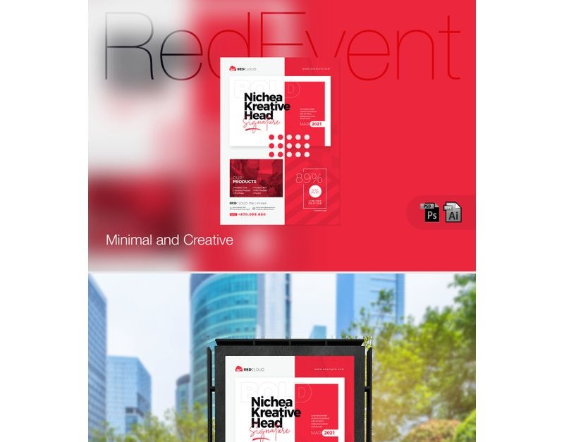 Minimal Red Event Poster - Corporate Identity Template