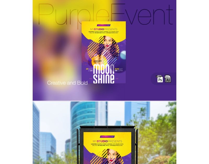 Purple Event Party Flyer - Corporate Identity Template