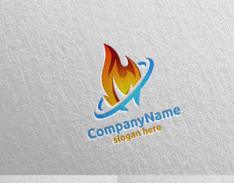 Plantilla de logotipo 3D Fire Flame Element Design 2