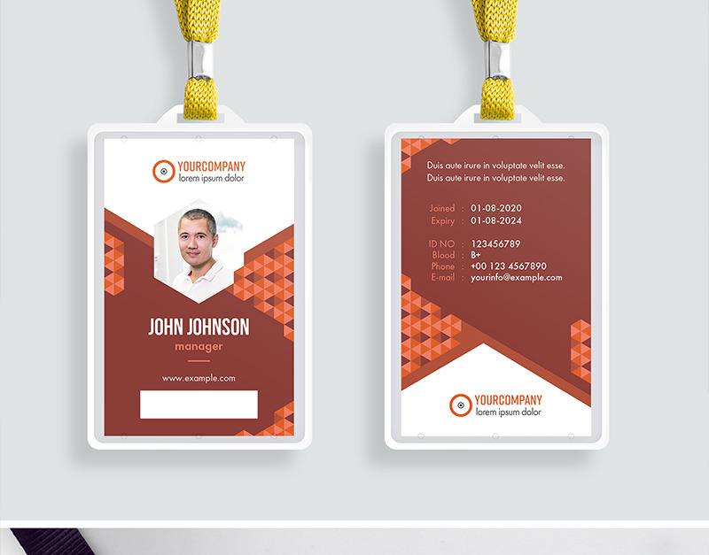 ID Card Layout with Orange Accents - Corporate Identity Template