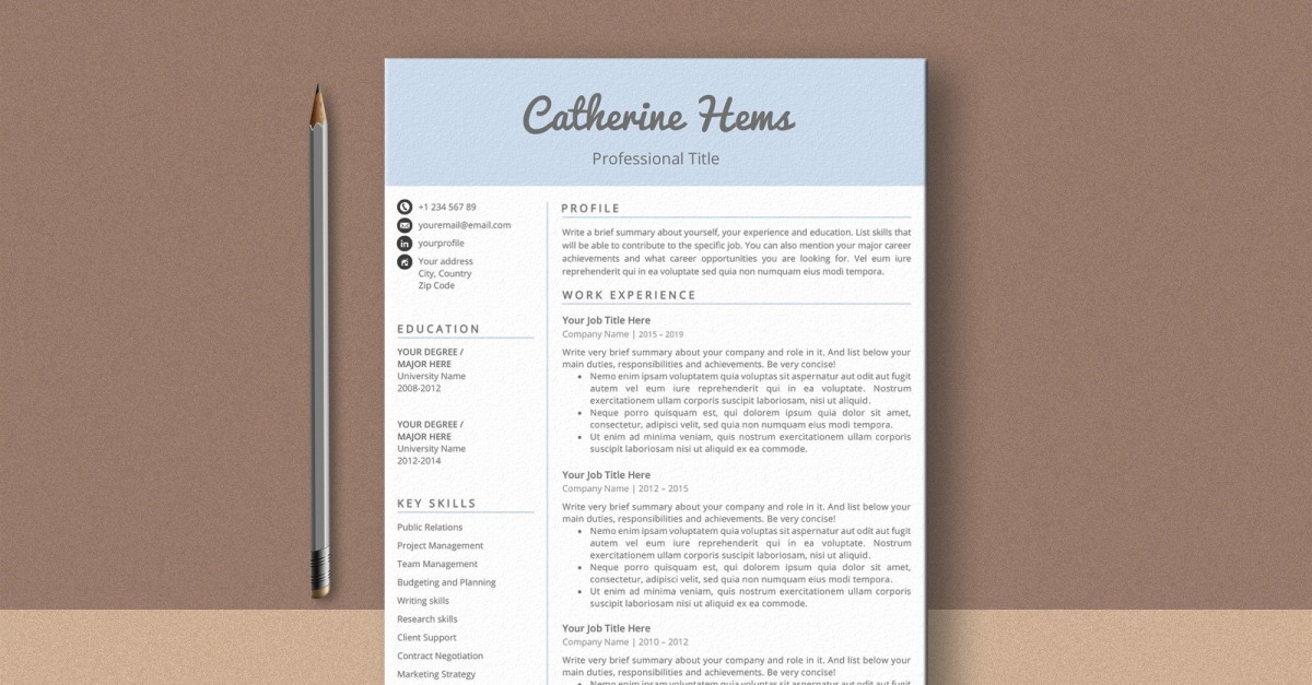 Catherine Hems Ms Word Resume Template - TemplateMonster