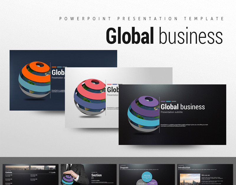 Global Business PowerPoint template #99848 - TemplateMonster