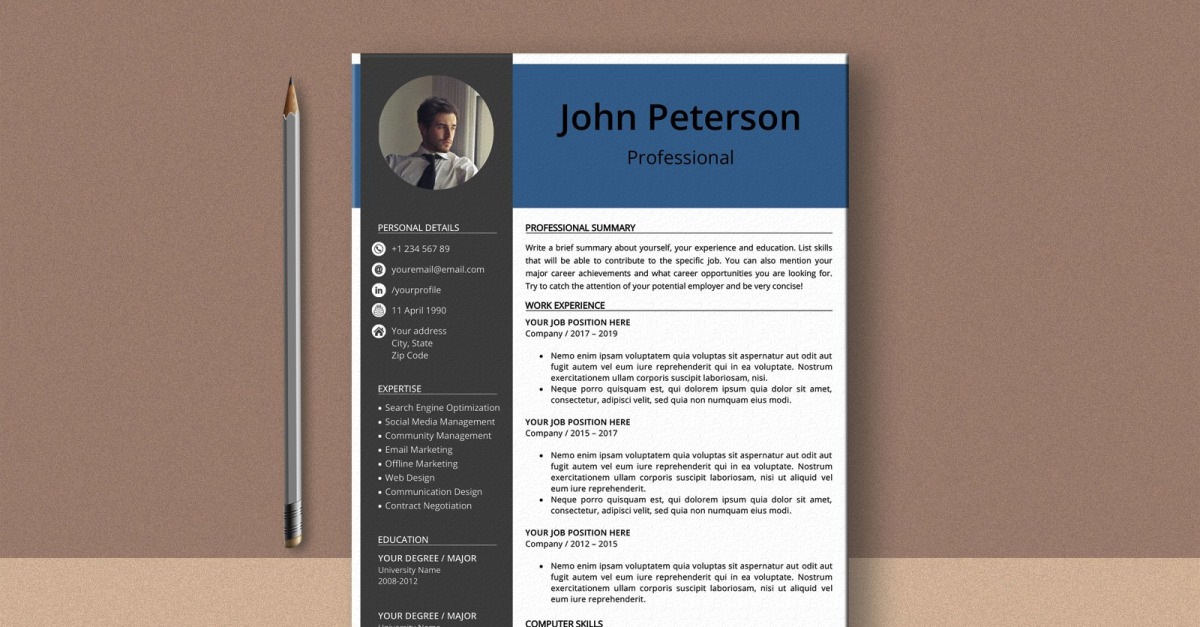 John Peterson Ms Word CV Resume Template - TemplateMonster