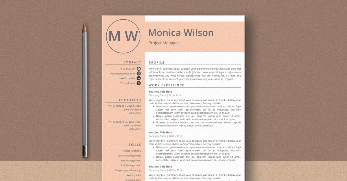 Monica Wilson Ms Word Resume Template - TemplateMonster