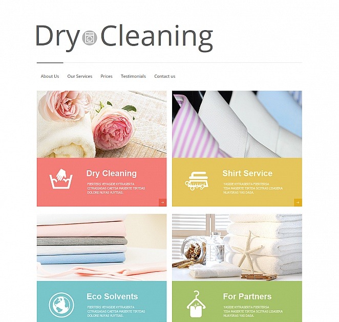 White Dry Cleaning Template with Illustrated Content Boxes - MotoCMS