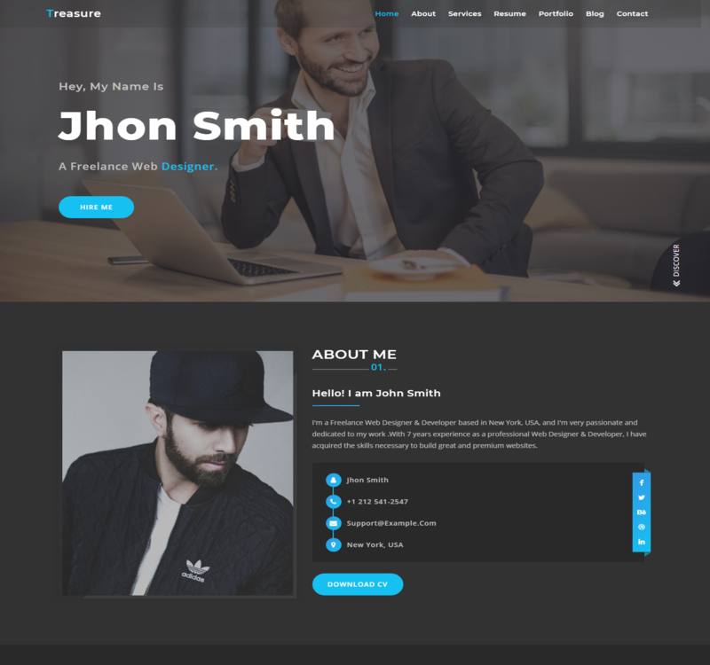 Treasure - Creative Portfolio Landing Page Template