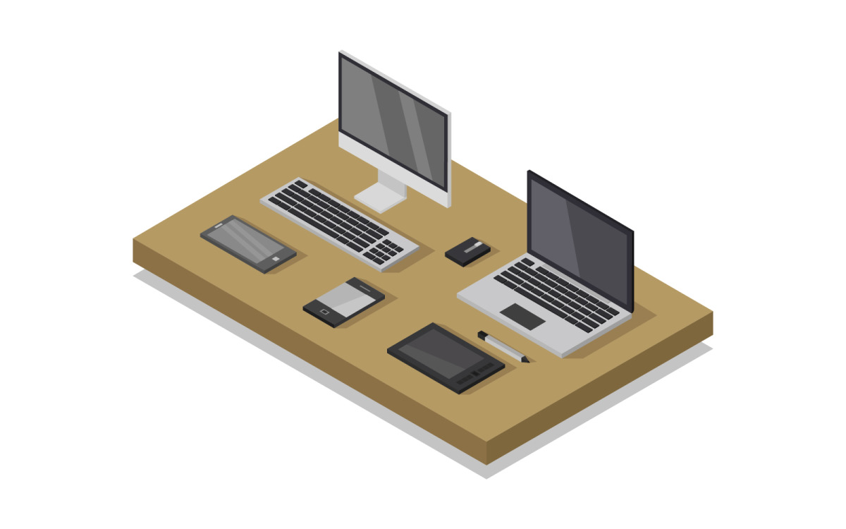 Isometric desk - Vector Image #102328 - TemplateMonster