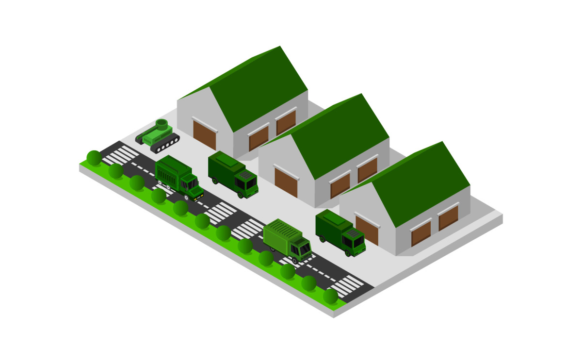 Military Isometric Barracks - Vector Image - TemplateMonster