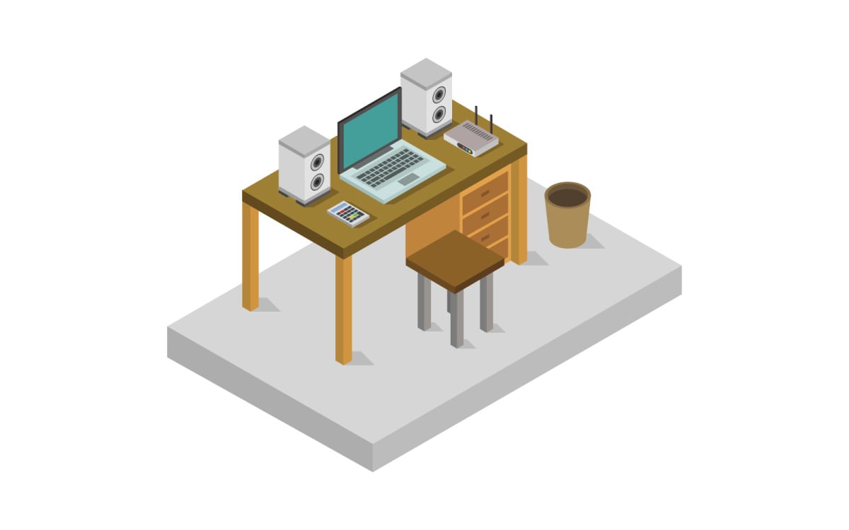 Isometric desk - Vector Image #102611 - TemplateMonster
