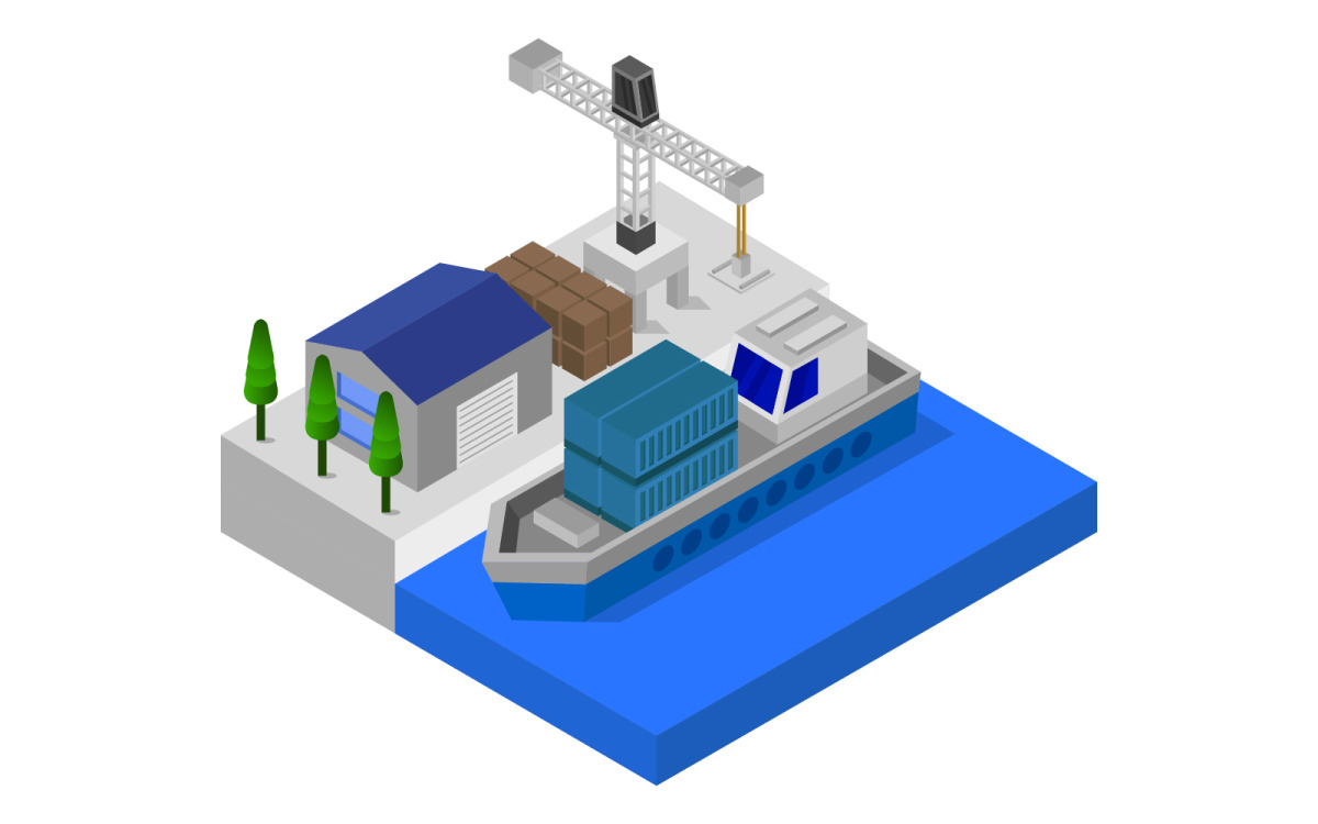 Isometric port - Vector Image #103246 - TemplateMonster