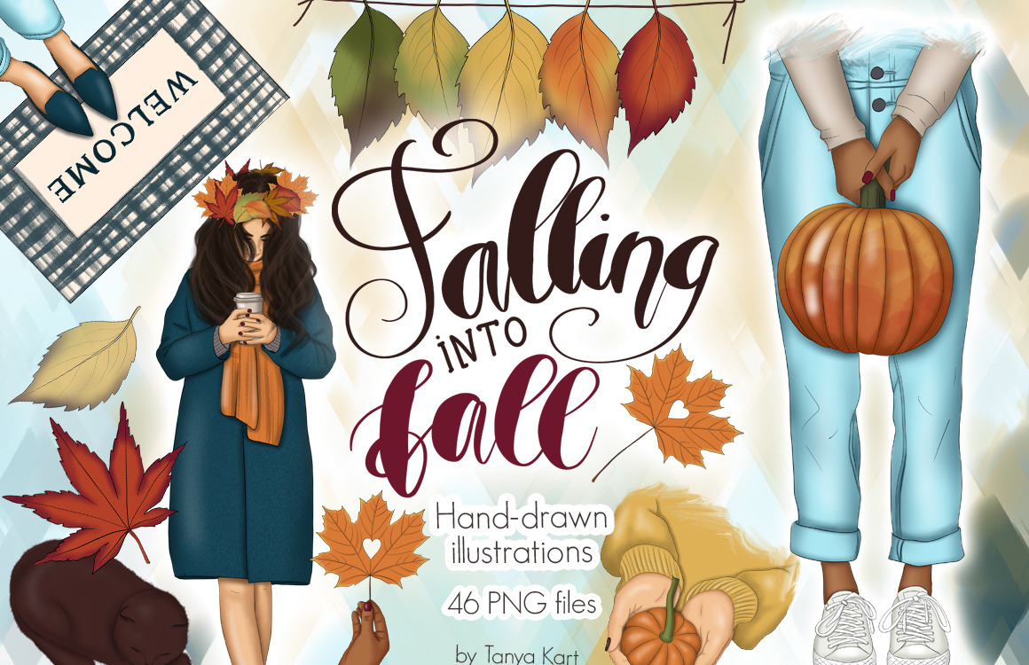 Falling Into Fall Clipart & Patterns - Illustrazione