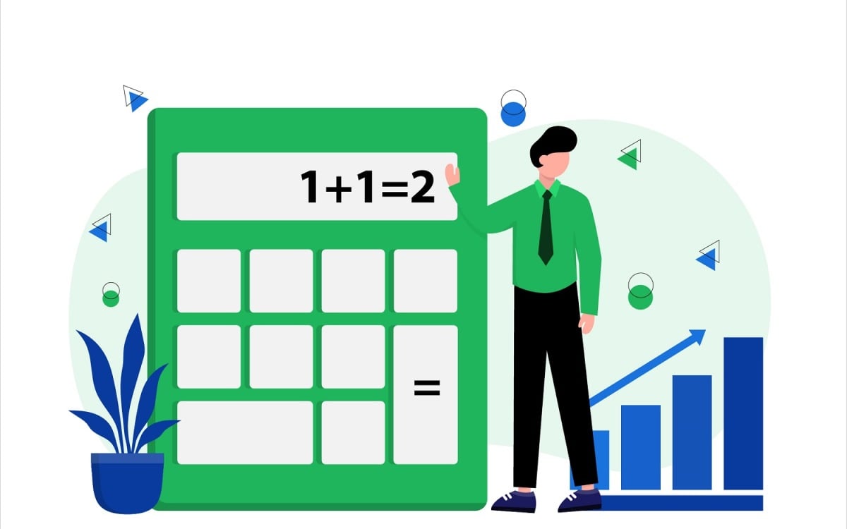 Finanční kalkulačka plochý obrázek - vektorový obrázek