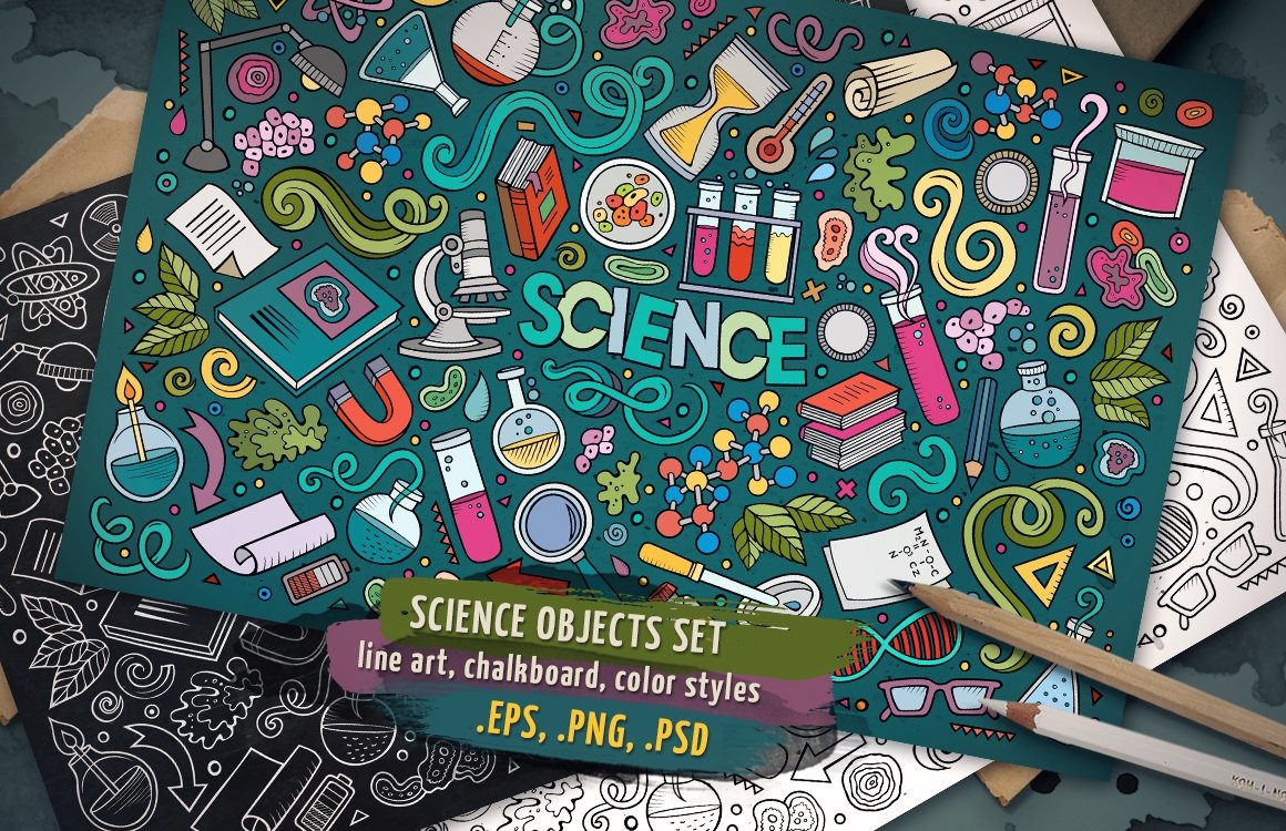 Science Objects & Elements Set - Vector Image