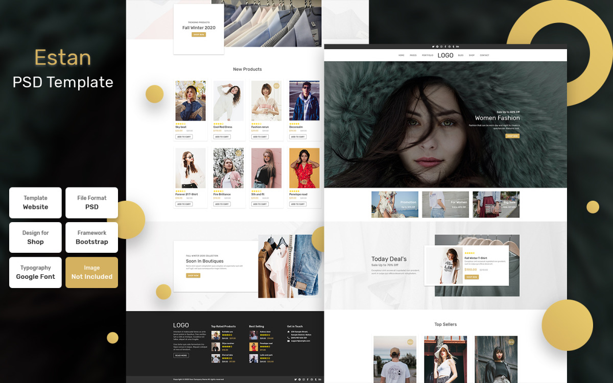 Estan - Store Material PSD Template #111462 - TemplateMonster