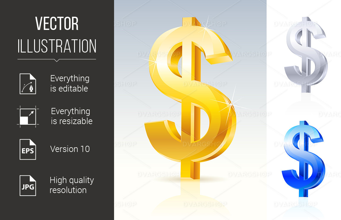 Gold Dollar Sign Vector