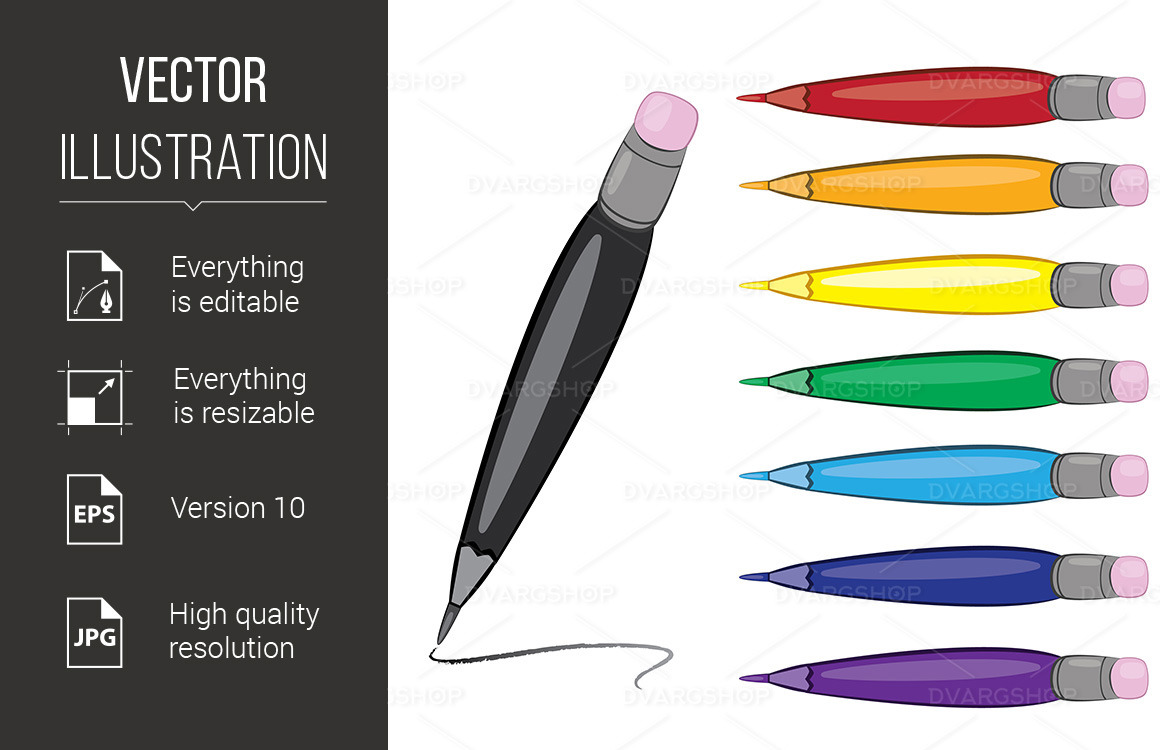 Stylos colorés - Image vectorielle #116242 - TemplateMonster