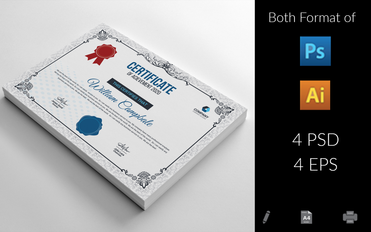 Minimalist Certificate Template #122257 - TemplateMonster