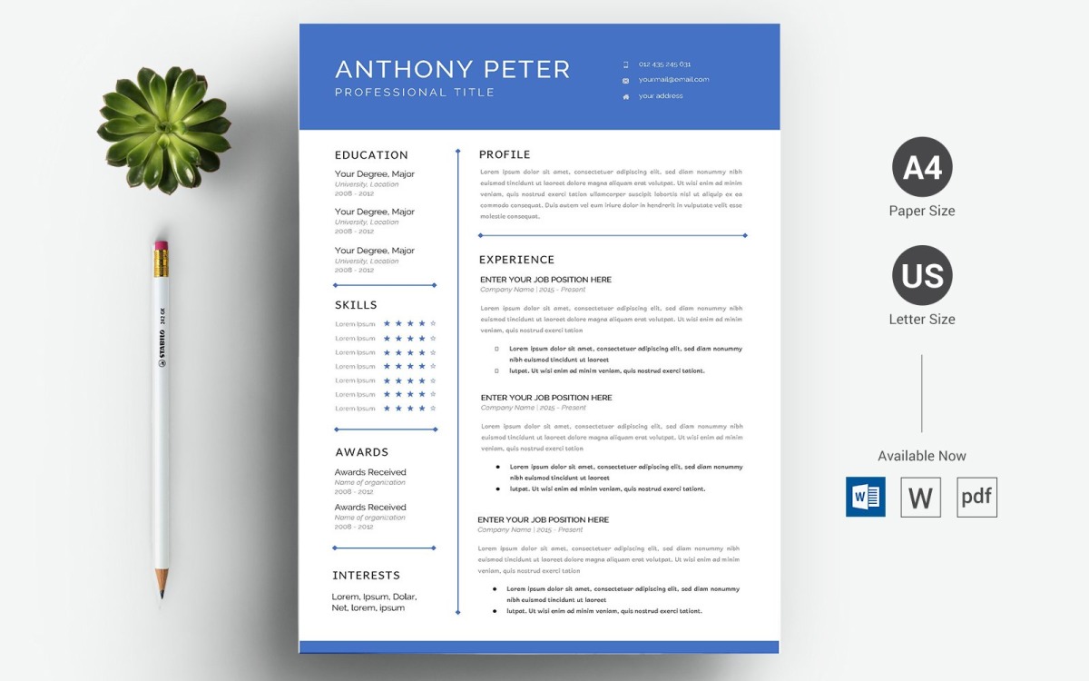 Anthony Peter - CV Resume Template #123179 - TemplateMonster