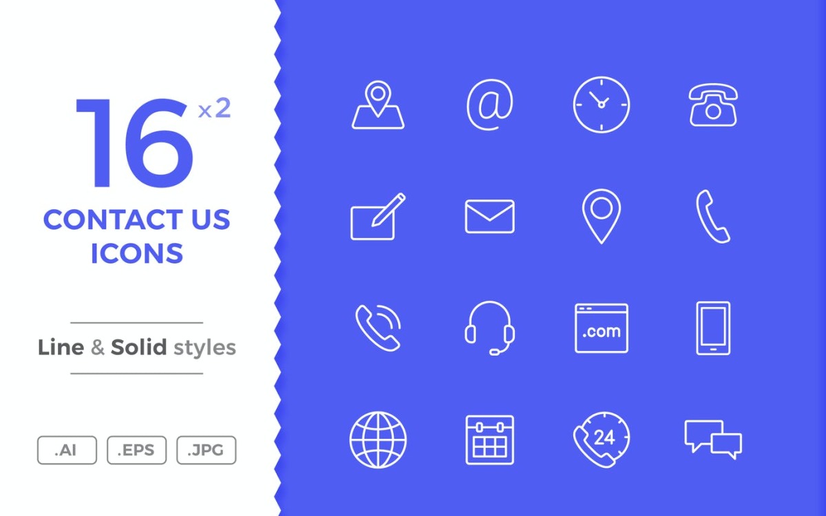 Conjunto De Iconos De Contacto Azul