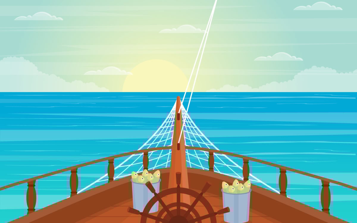 Morning Sunrise Ocean - Illustration - TemplateMonster