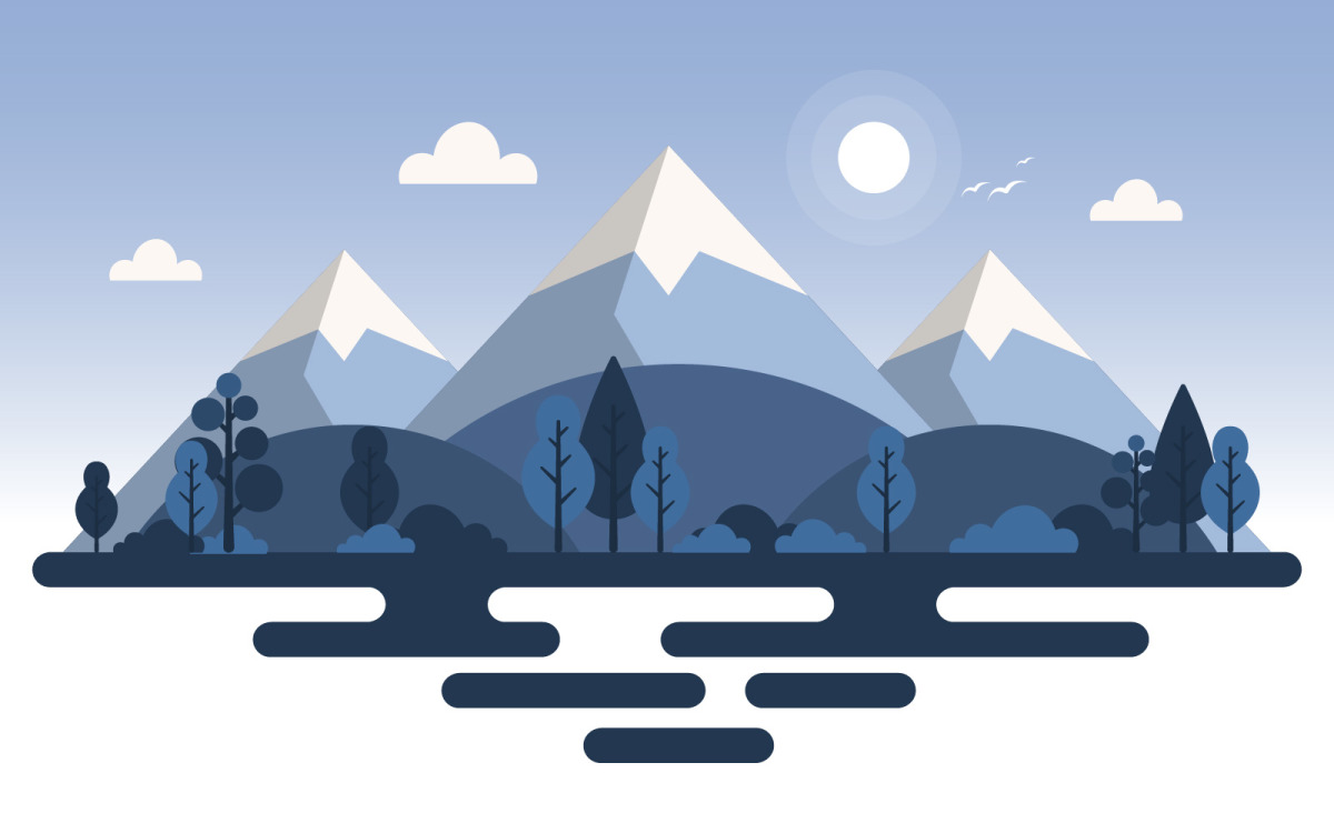 Simple Mountain Landscape - Illustration - TemplateMonster