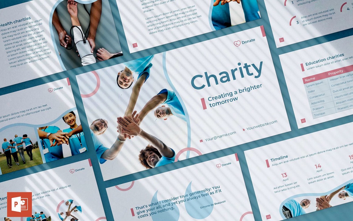 Charity Presentation PowerPoint template - TemplateMonster