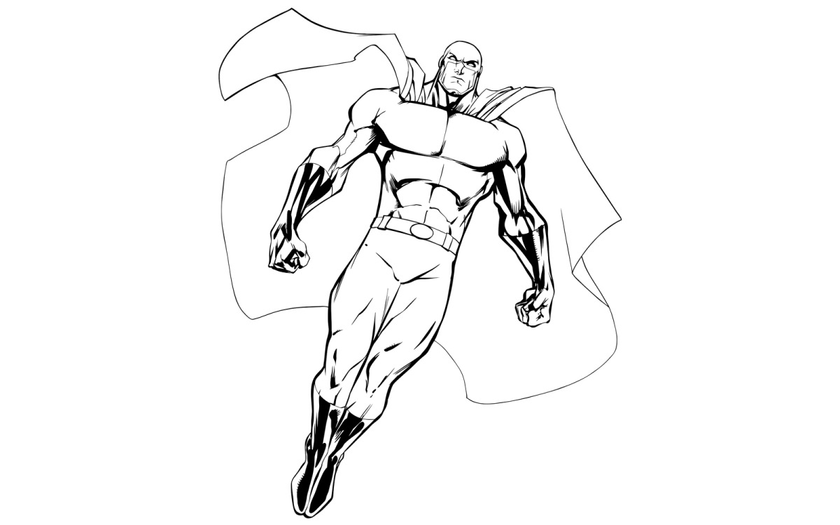 Flying Superhero Coloring Page