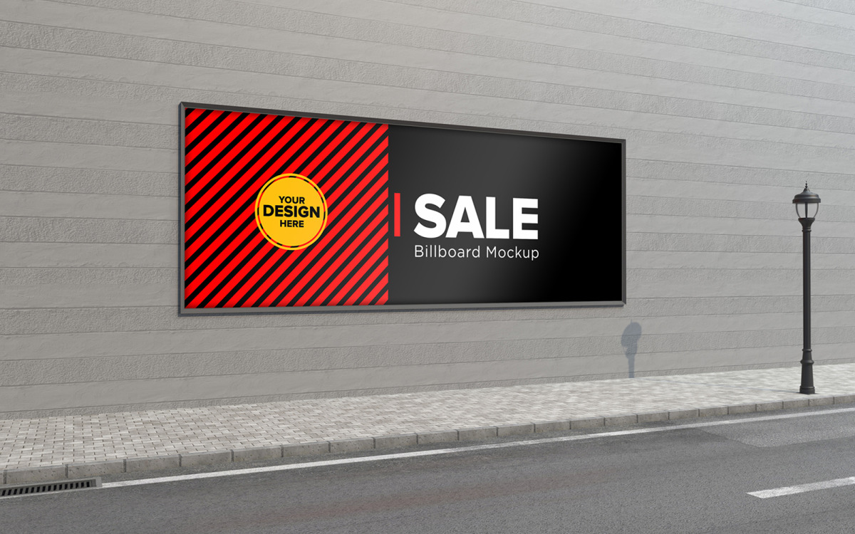 Outdoor wall mounted Billboard product mockup