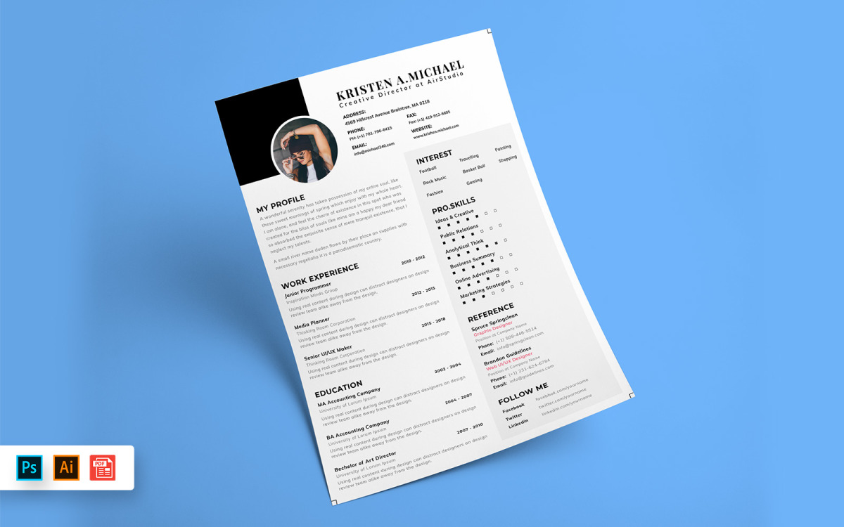 Minimal Resume Template #148780 - TemplateMonster