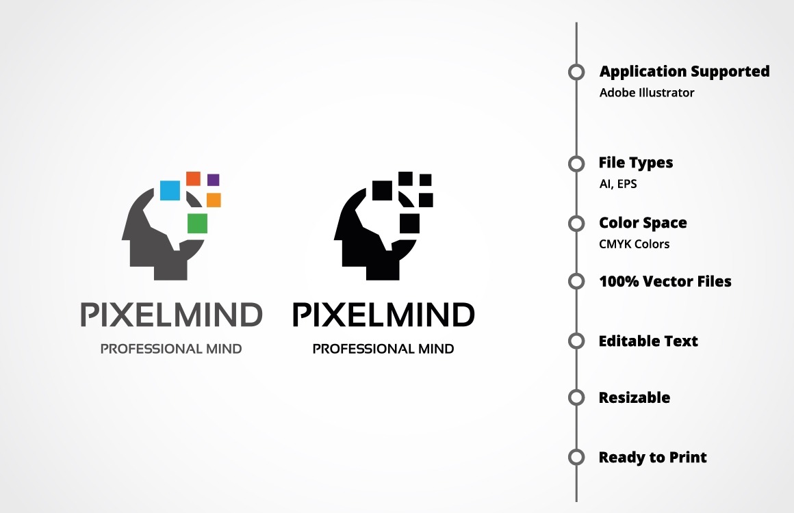 Pixel Mind Logo Template #150031 - TemplateMonster