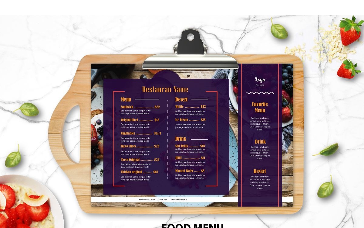 Food Menu Salad - Corporate Identity Template