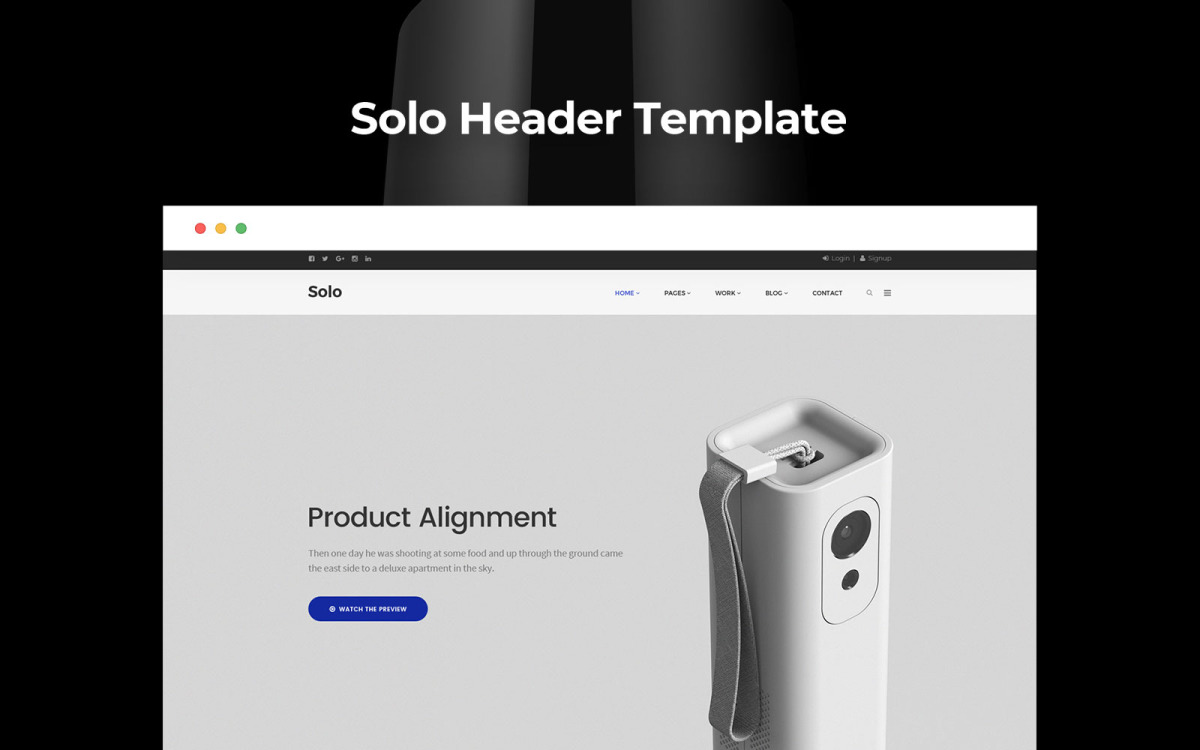 Solo Header PSD Template #158508 - TemplateMonster