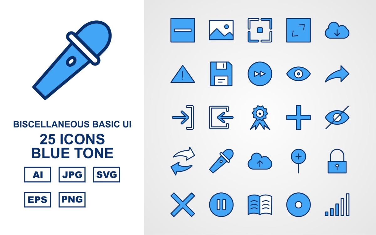 25 Premium Miscellaneous Blue Tone Icon Set - TemplateMonster