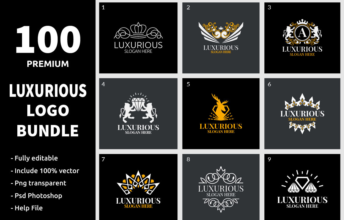 100 Luxurious Logo Bundle #165272 - TemplateMonster