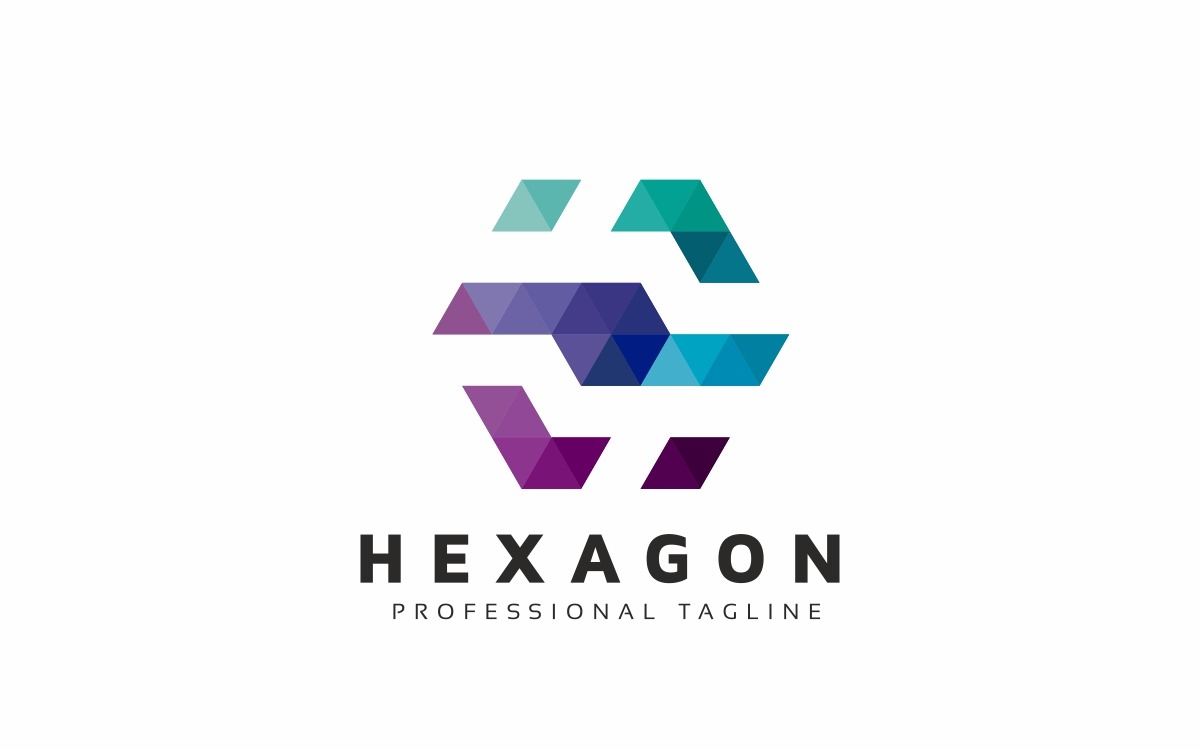 Hexagon Polygon Colorful Logo template - TemplateMonster