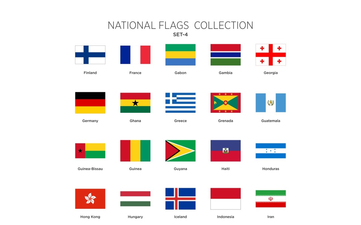 Drapeaux nationaux Set Vol - 4 Illustration - TemplateMonster