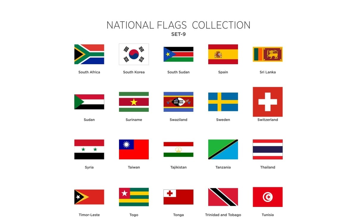 National Flags Set Vol - 9 Illustration - TemplateMonster