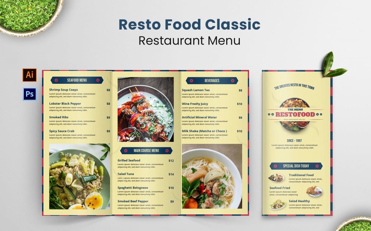 Restofood Classic Food Menu #181222 - TemplateMonster