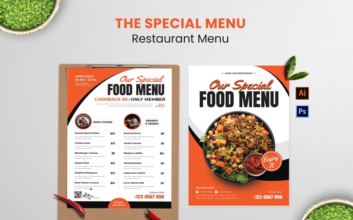 Special Menu Restaurant Menu #181219 - TemplateMonster
