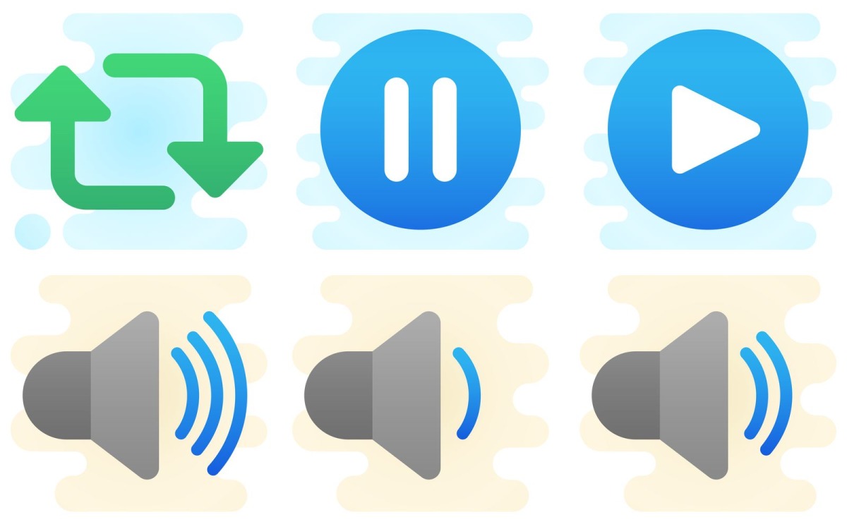 Media Controls Icon Pack in Cute Clipart Style