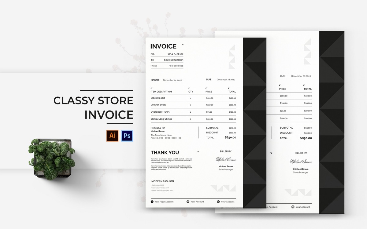 Classy Store Invoice Print Template #185044 - TemplateMonster