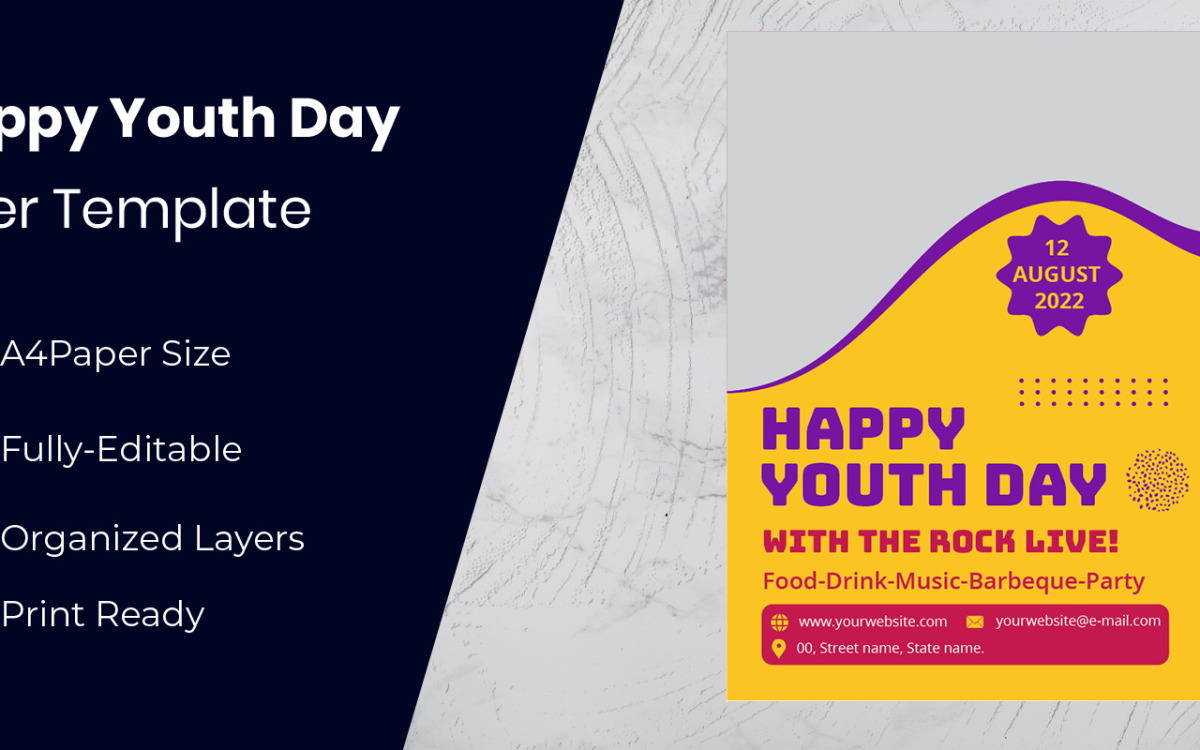 Happy Youth Day Modern Banner Design - TemplateMonster