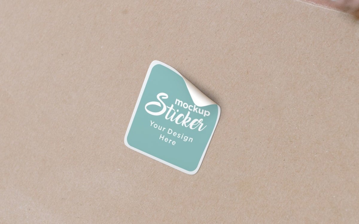 Round Corner Rectangular Sticker Mockup Template