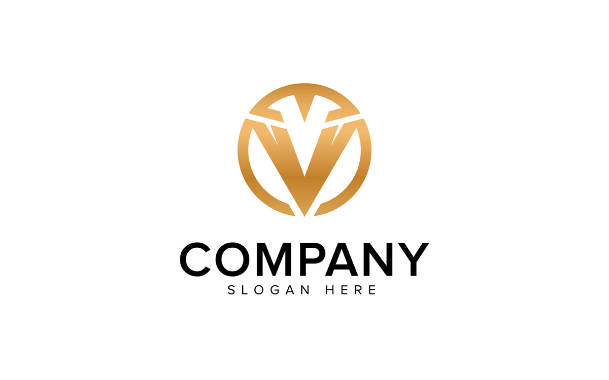 V Letter Circle Logo Design Vector Template - TemplateMonster