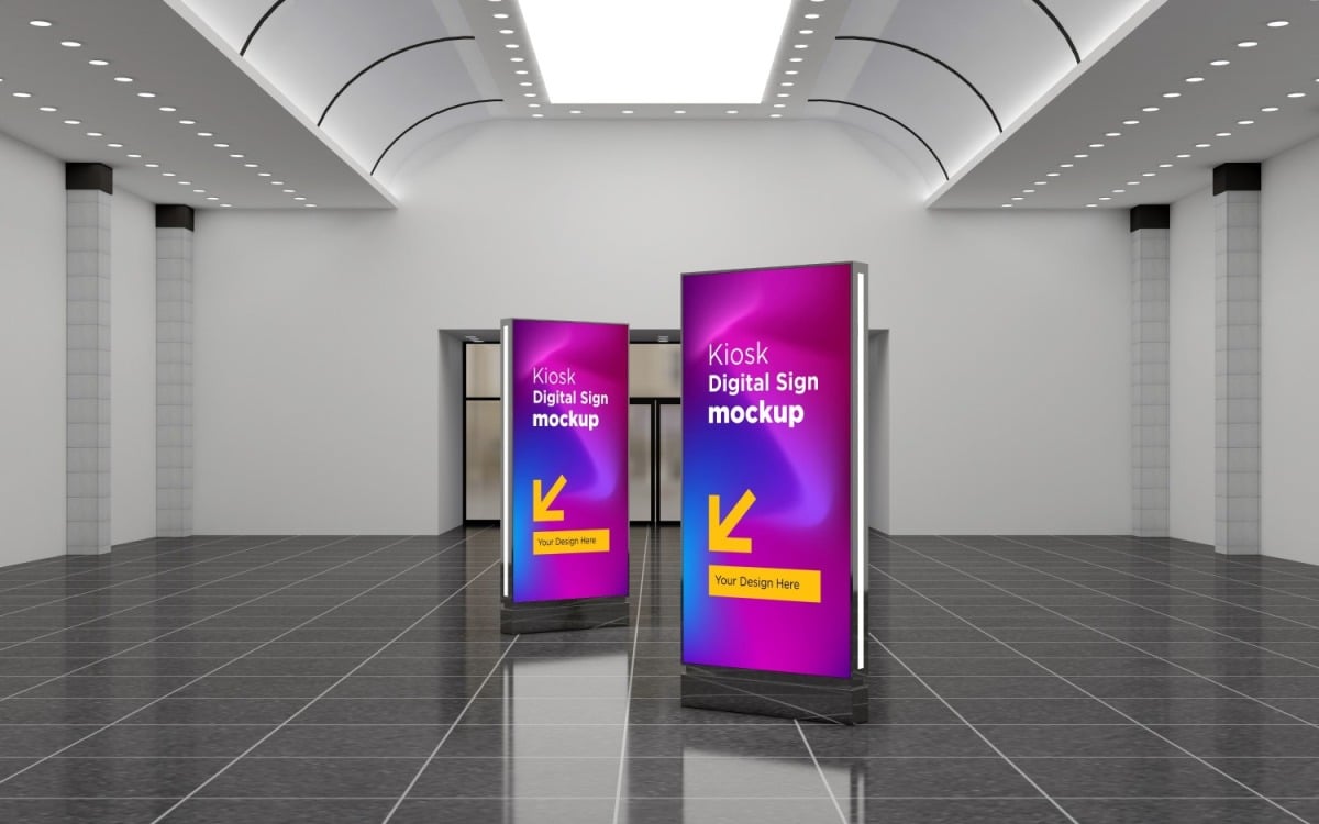 Advertising Totem Mockup Digital Two Signage Mockup Template