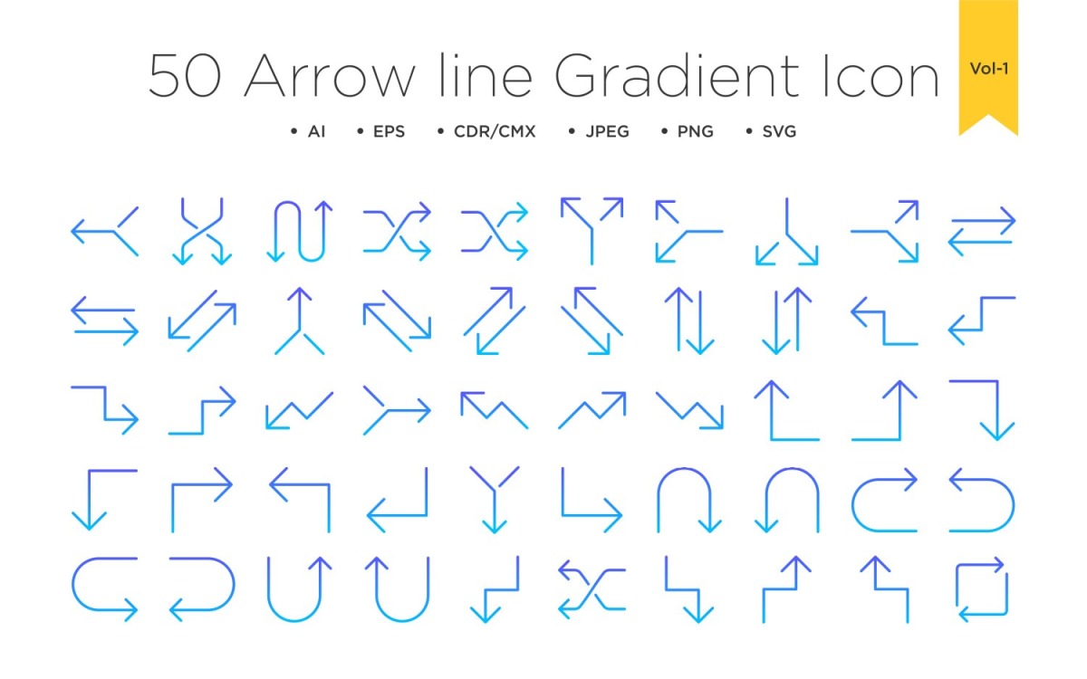 50 Arrow Line Gradient icon Vol 1 #190494 - TemplateMonster