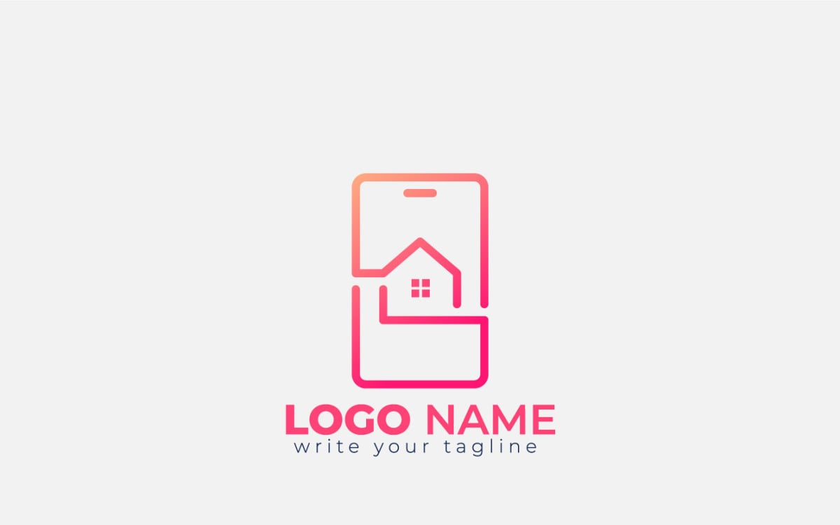 Digital Real Estate Logo Design With Mobile Concept For Online